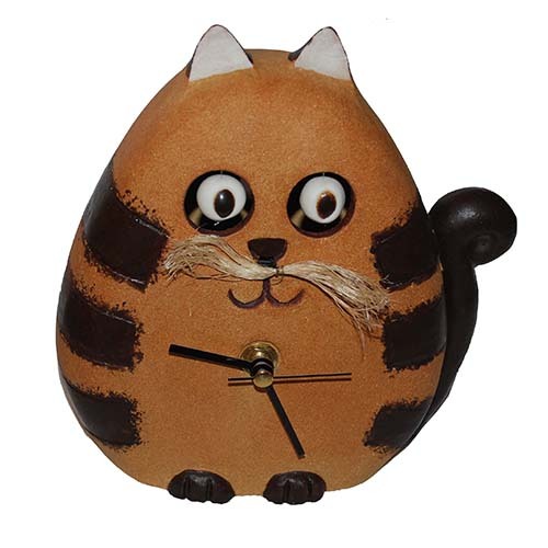 Refractory ceramic cat clock.